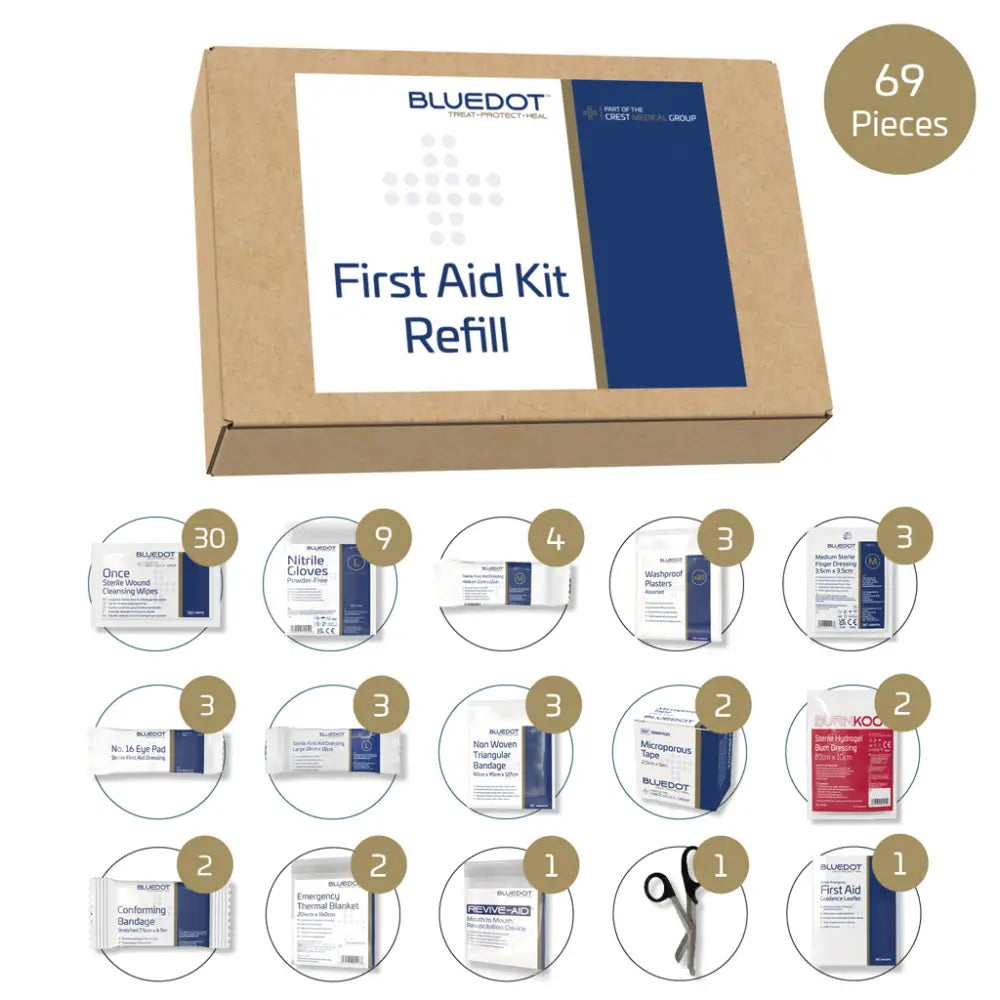 BS 8599 1 2019 First Aid Kit Refill Blue Dot
